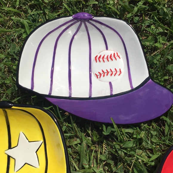 clay art | Kitchen | Clay Art Baseball Hat Dessert Snack Dishes Plate ...
